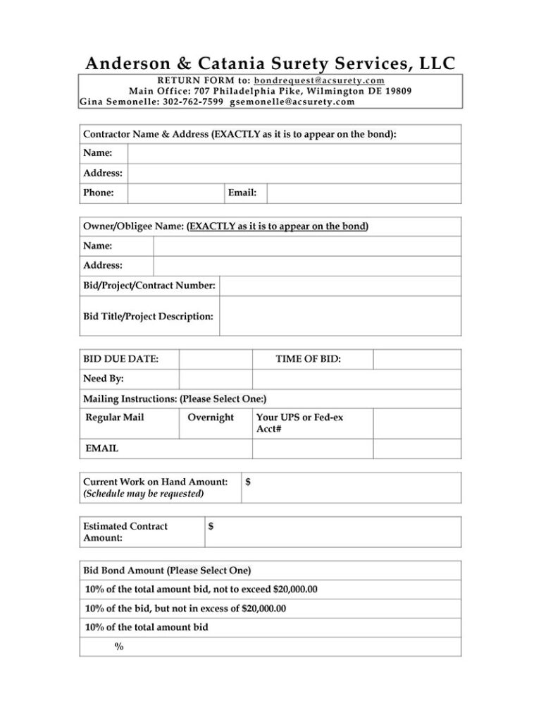 Bid, Performance, Payment and Supply Bonds | Anderson & Catania