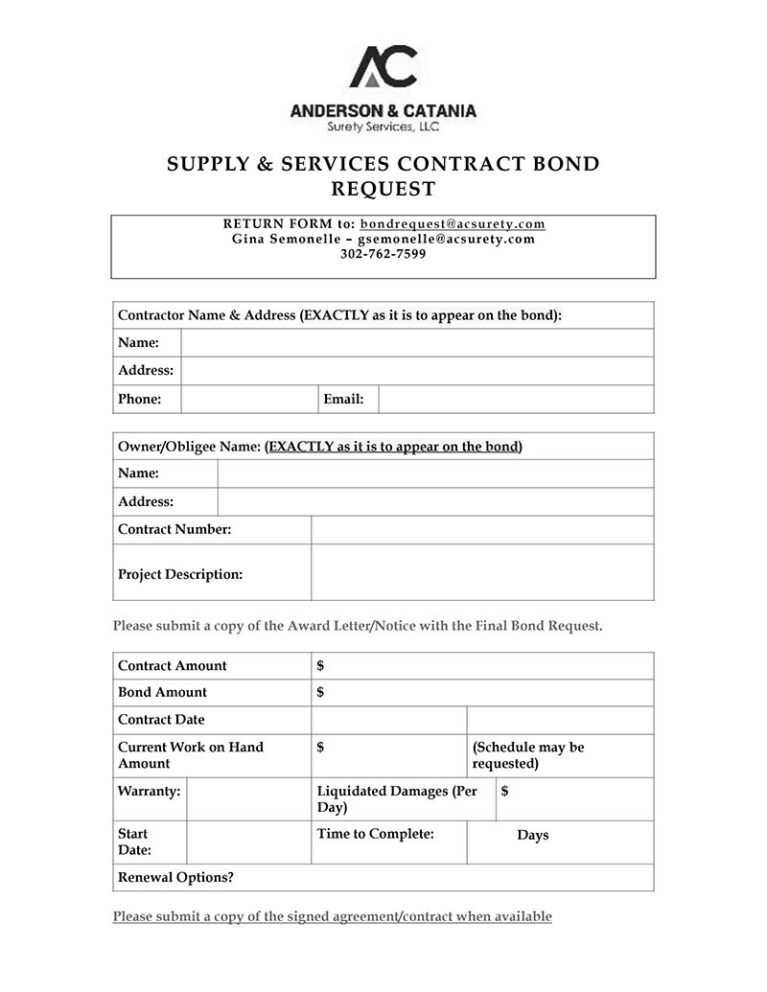 Bid, Performance, Payment and Supply Bonds | Anderson & Catania